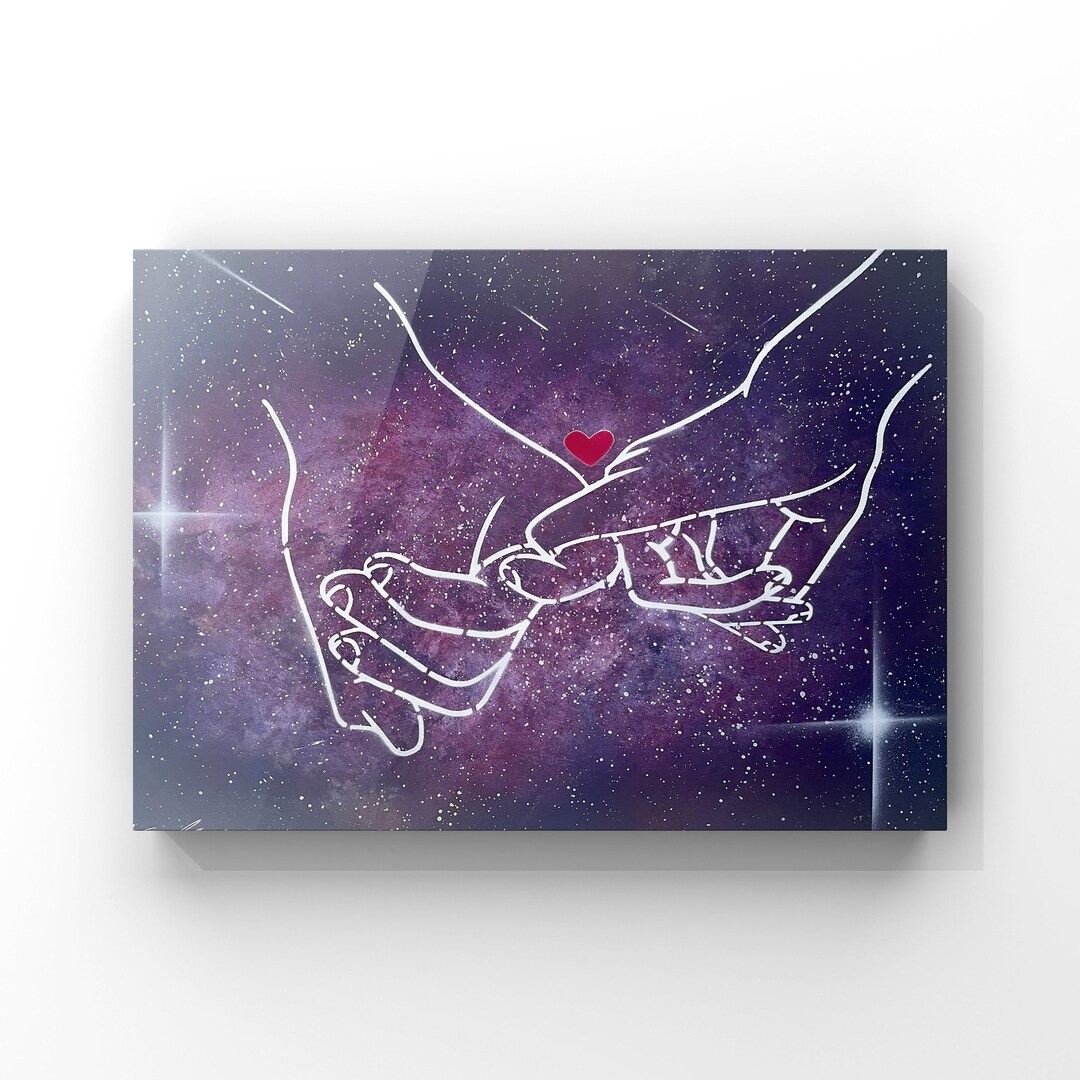Pinky Promise Couple Painting – Handmade Anniversary Gift, Wall Decor ...