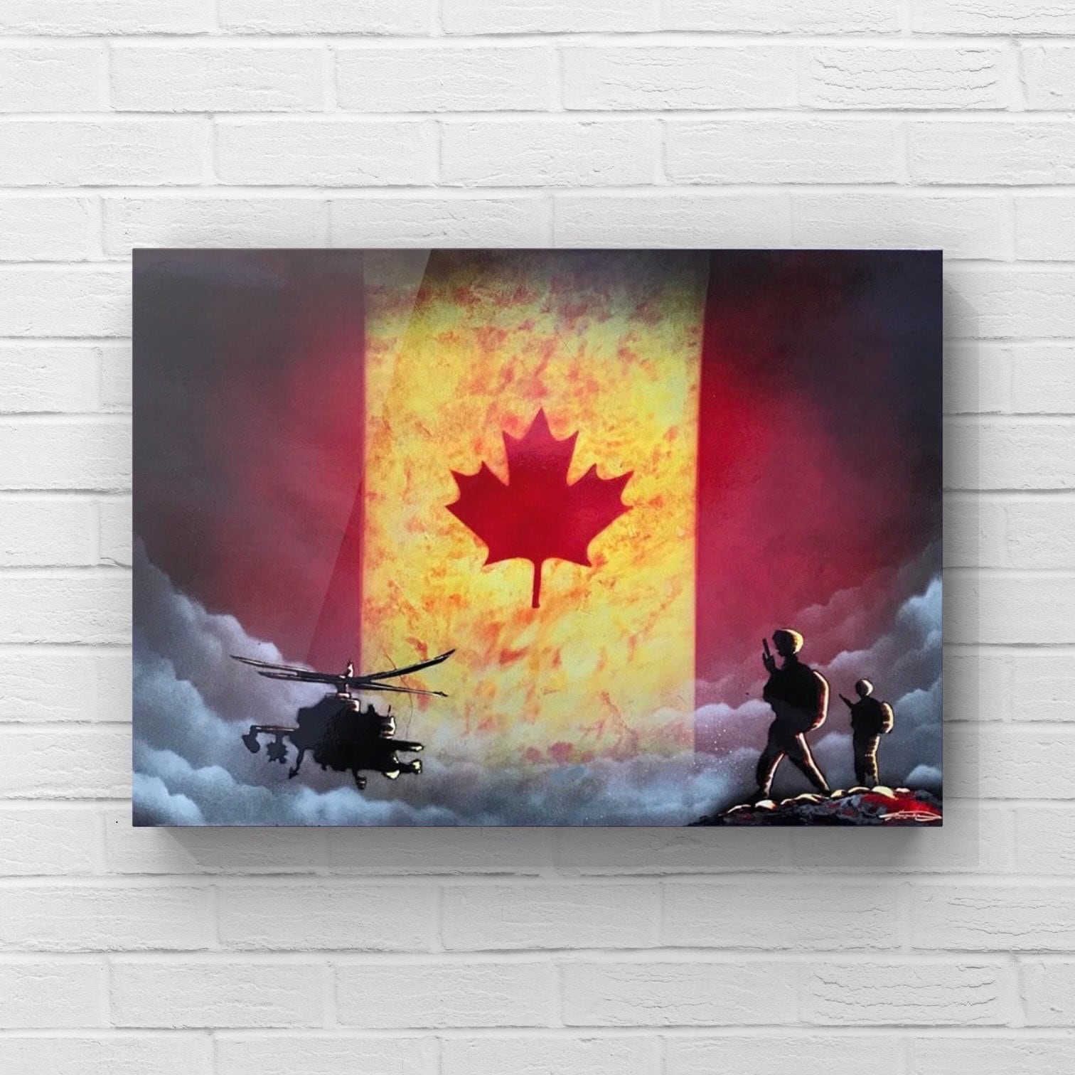 Canada Flag Military Art Print: Soldier & Helicopter Decor - Etsy