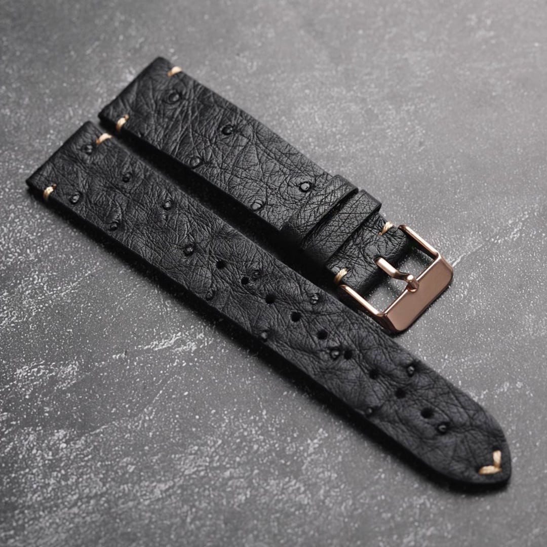 Ostrich Leather Watch Band-replacement Watch Strap Band-black Watch ...