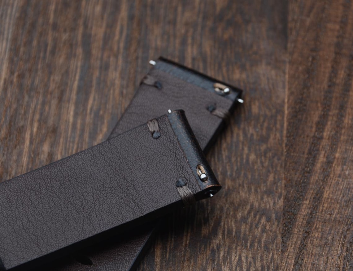 Quick Release Vintage Patina Leather Strap | Hand-rubbed Finish for ...