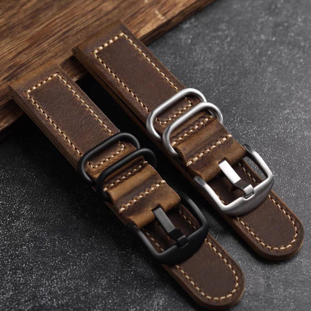 Vintage Leather Watch Band, Dark Brown Watch Strap, Vintage Leather ...