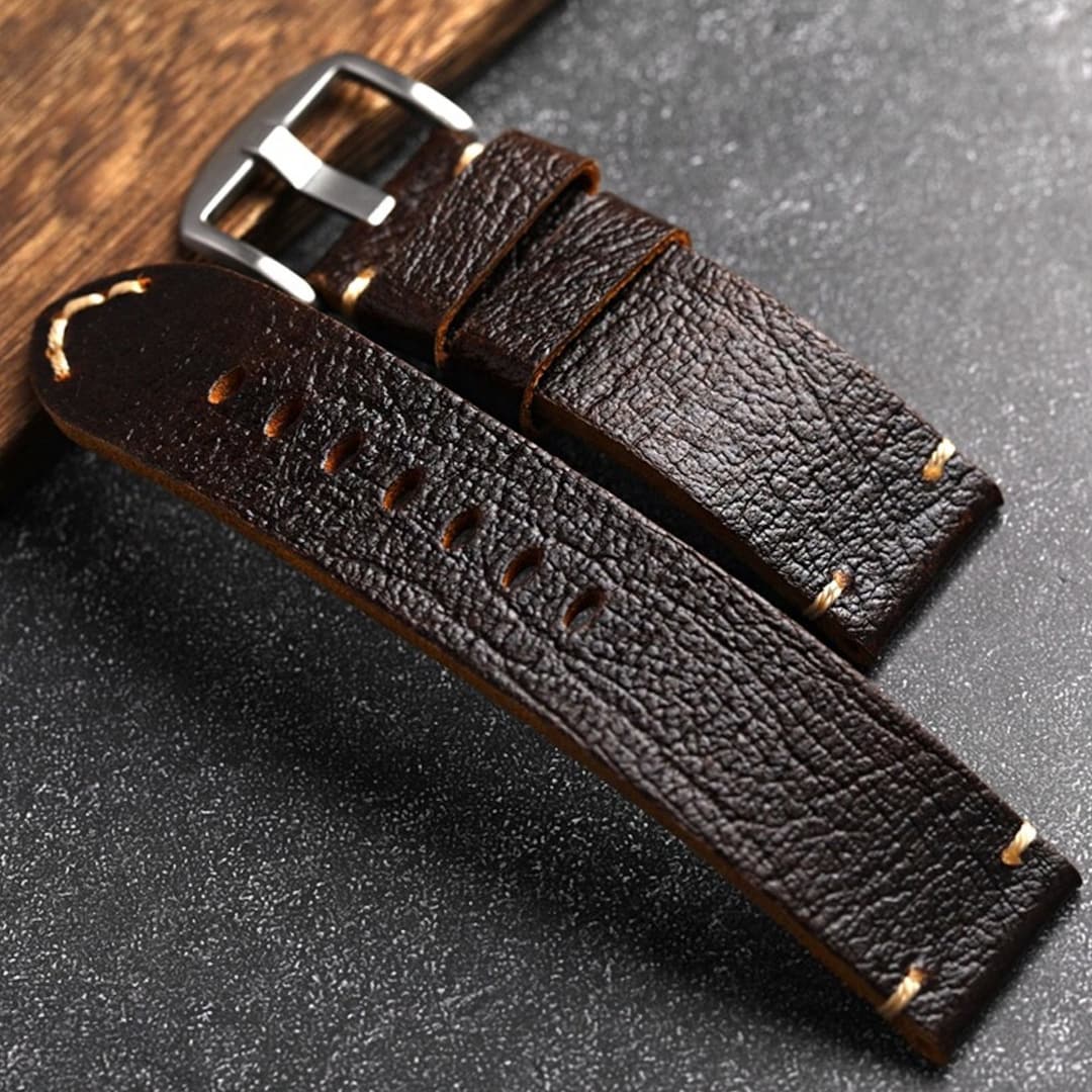 Vintage Leather Watch Band, Italian Cowhide Strap, Leather Replacement ...