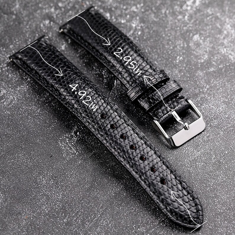 Lizard Skin Watch Band Black Watch Strap Brown Replacement - Etsy