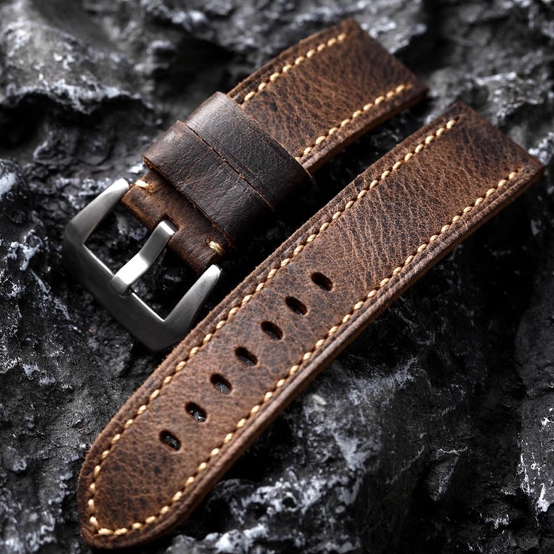 Vintage Leather Watch Band Brown Leather Strap Leather - Etsy