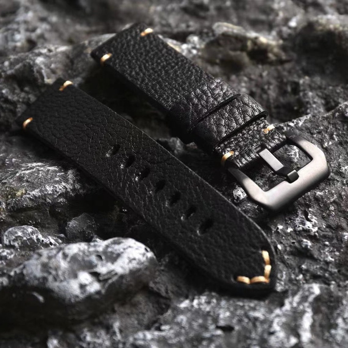 Italian Leather Watch Band, Black/brown Vintage Leather Strap Bands ...