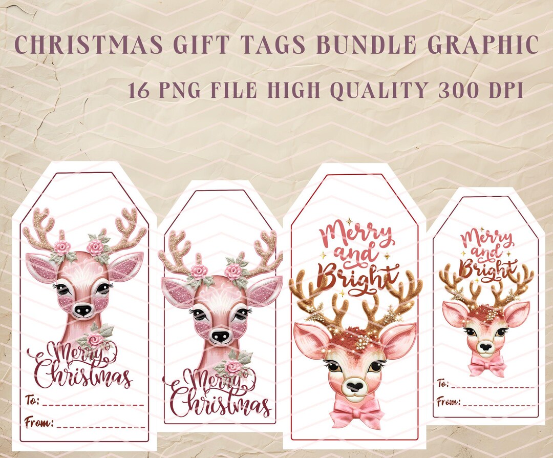 Christmas Gift Tags Printable, Reindeer Gift Tags, Pink Christmas Tags ...