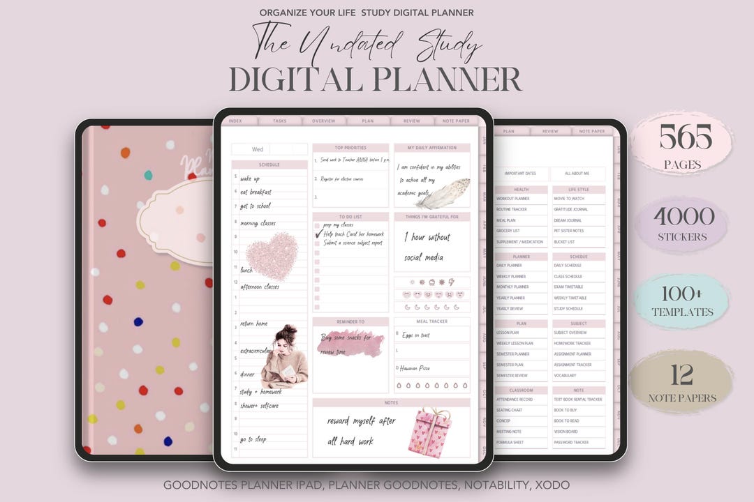 The Ultimate Undated Rainbow Dots Student Planner| Aesthetic Digital ...