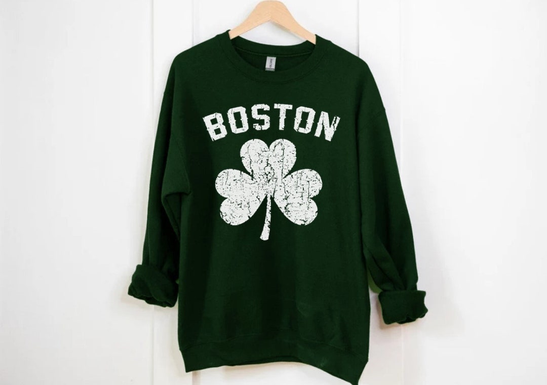 Boston Basketball Team Shamrock Vintage Classic Forest Green Sweatshirt ...