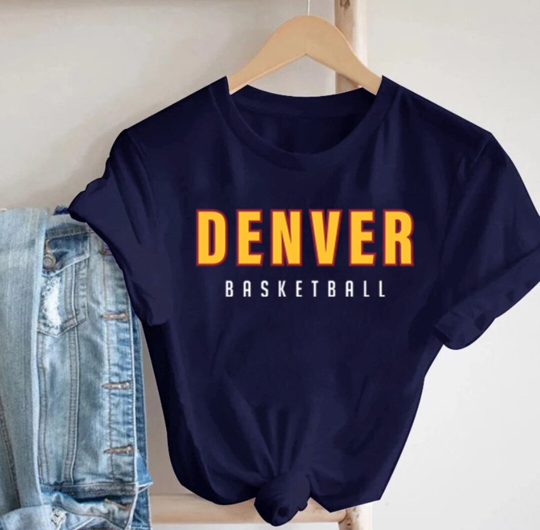 Vintage Denver Basketball Typography Classic Navy Tshirt, Denver ...