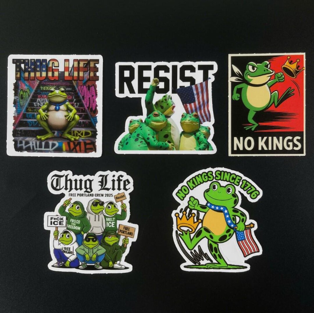 5PCS Portland Frog Meme Stickers, Protest Sticker Pack, No Kings Funny ...