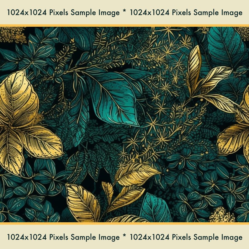 47 Green and Gold Leaves Seamless Pattern Premium Pack Jungle Leaf ...