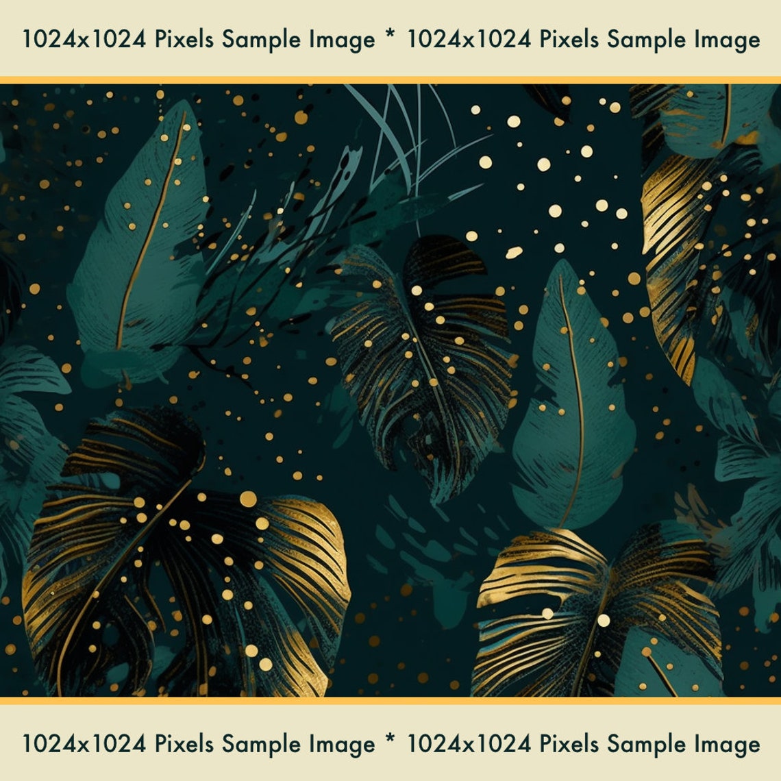 47 Green and Gold Leaves Seamless Pattern Premium Pack Jungle Leaf ...