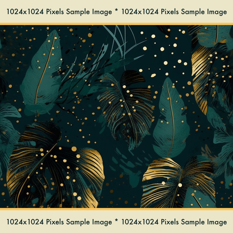 47 Green and Gold Leaves Seamless Pattern Premium Pack Jungle Leaf ...
