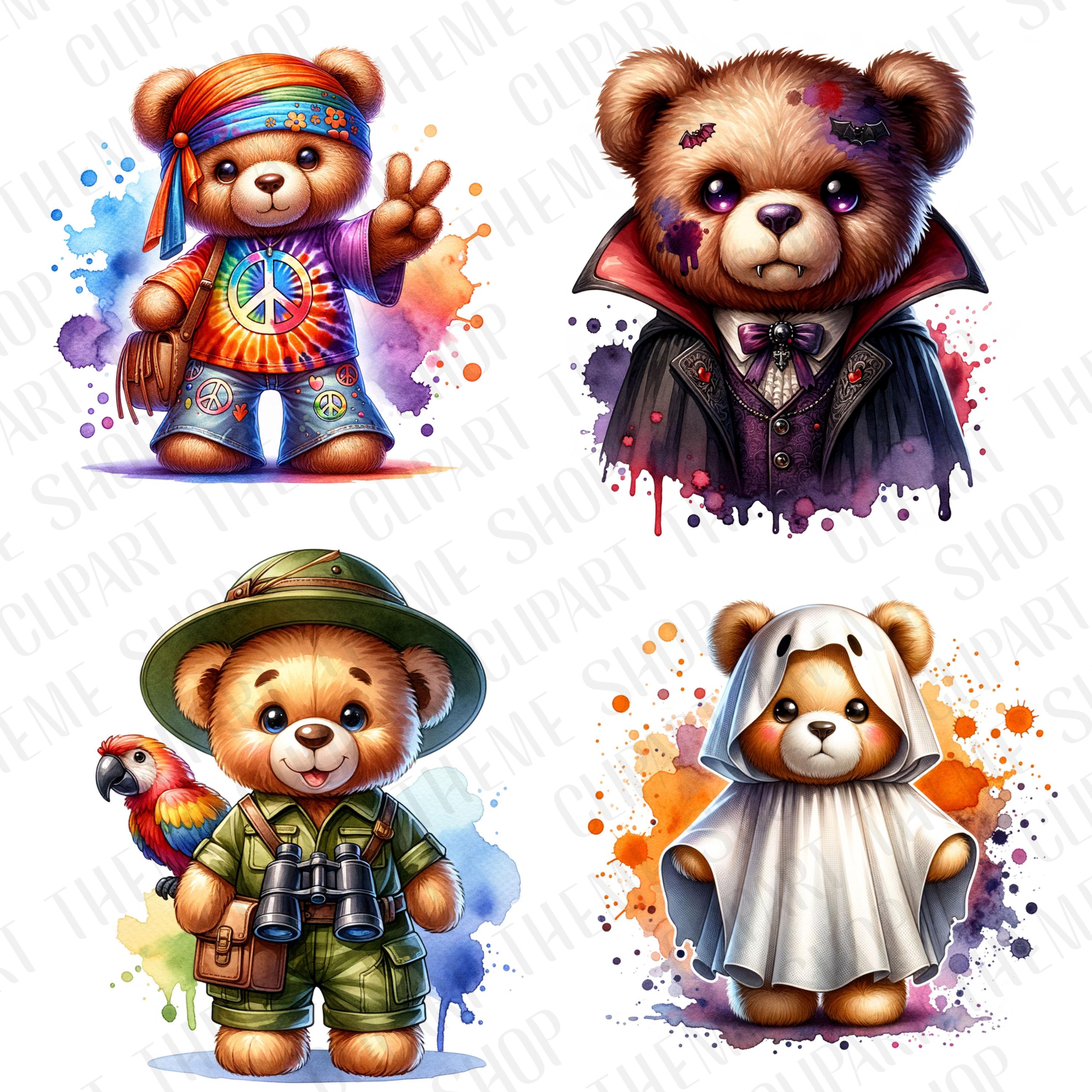 Teddy Bear Halloween Clipart Bundle - Halloween Bear Clipart ...