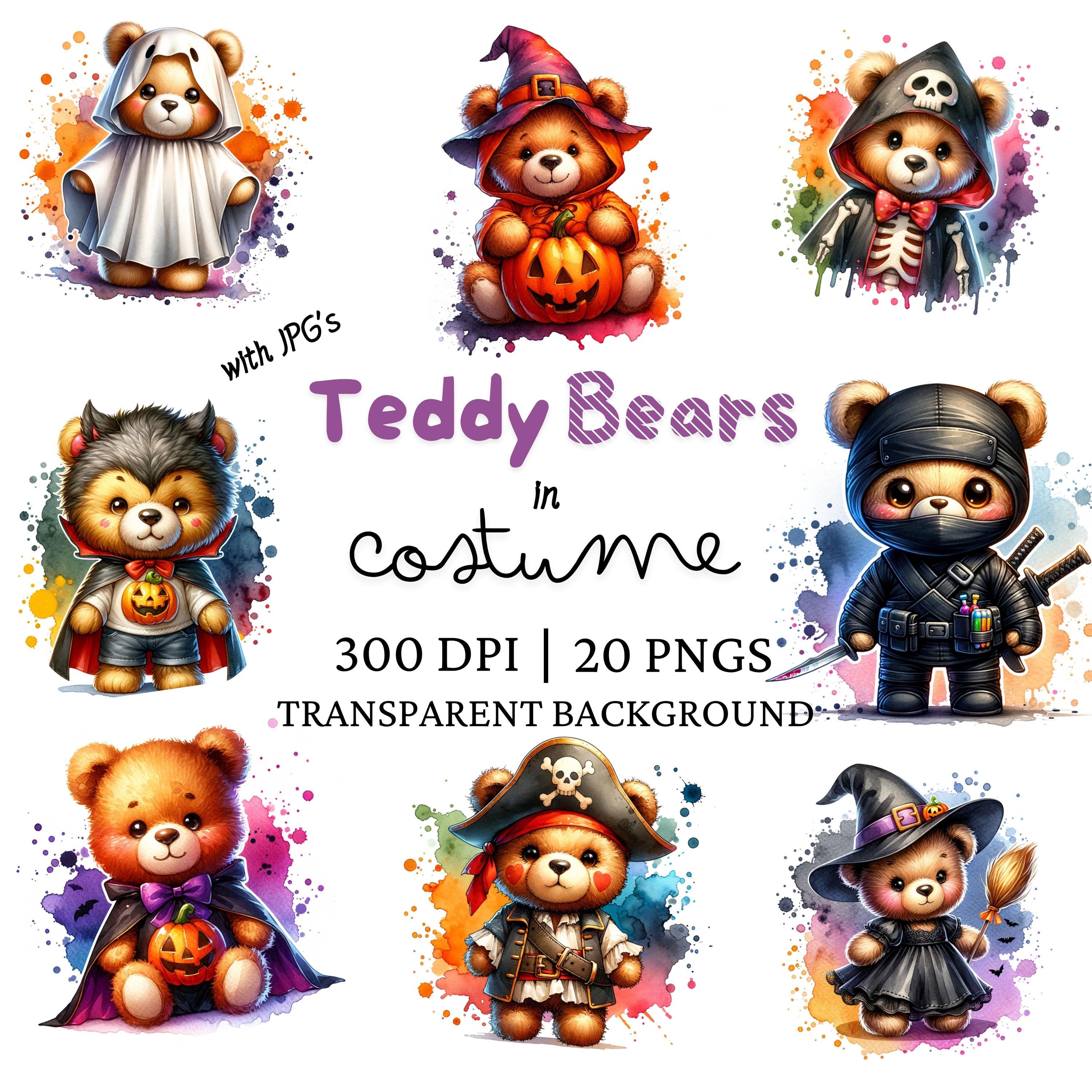 Teddy Bear Halloween Clipart Bundle - Halloween Bear Clipart ...