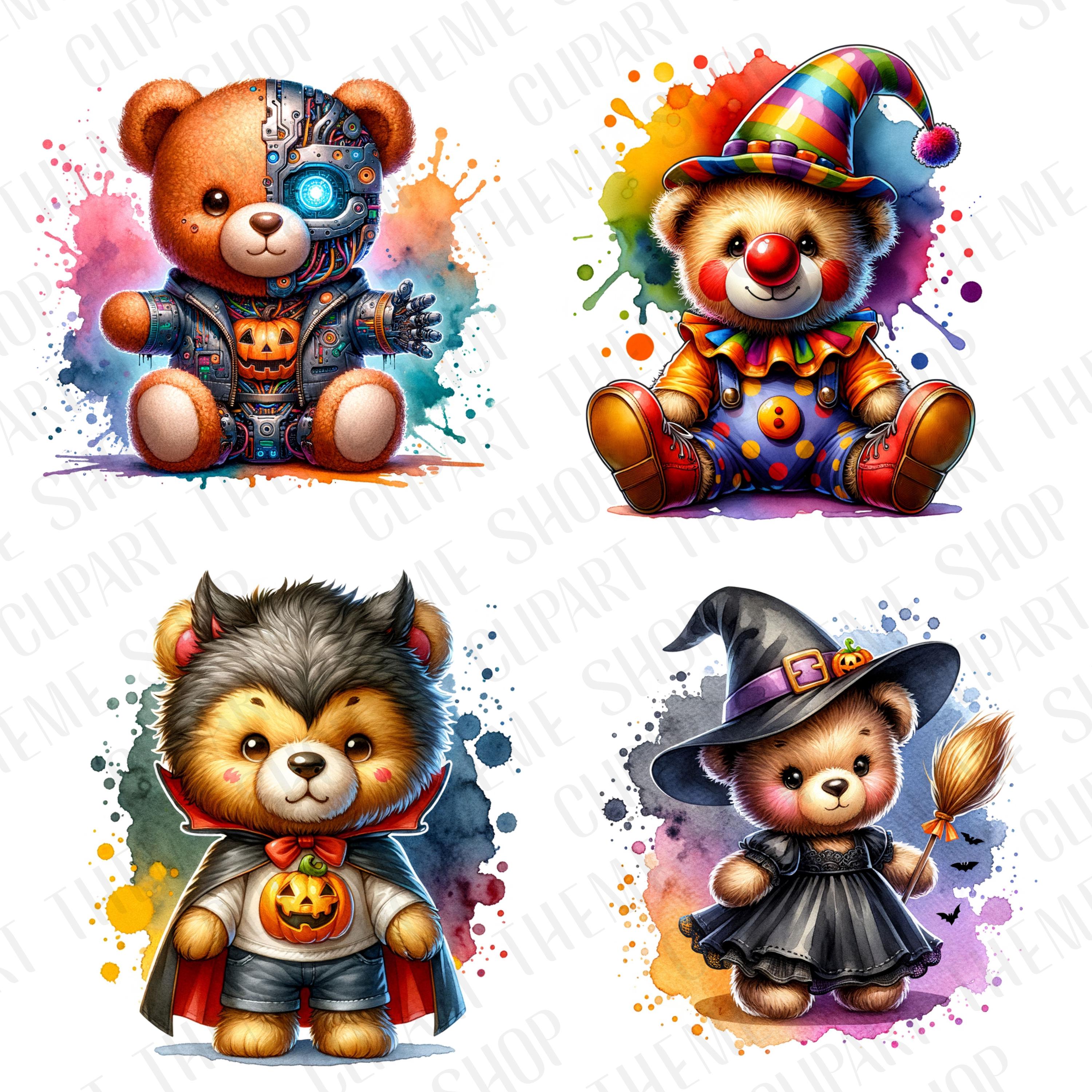 Teddy Bear Halloween Clipart Bundle - Halloween Bear Clipart ...