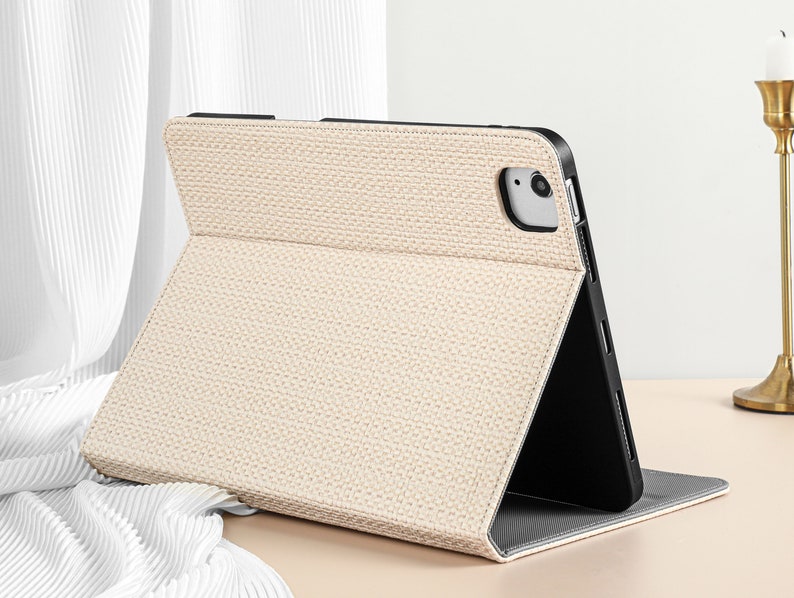 Beige Cotton Linen iPad Air 4 iPad Pro 12.9 Case, iPad 10.2 iPad 9.7 ...