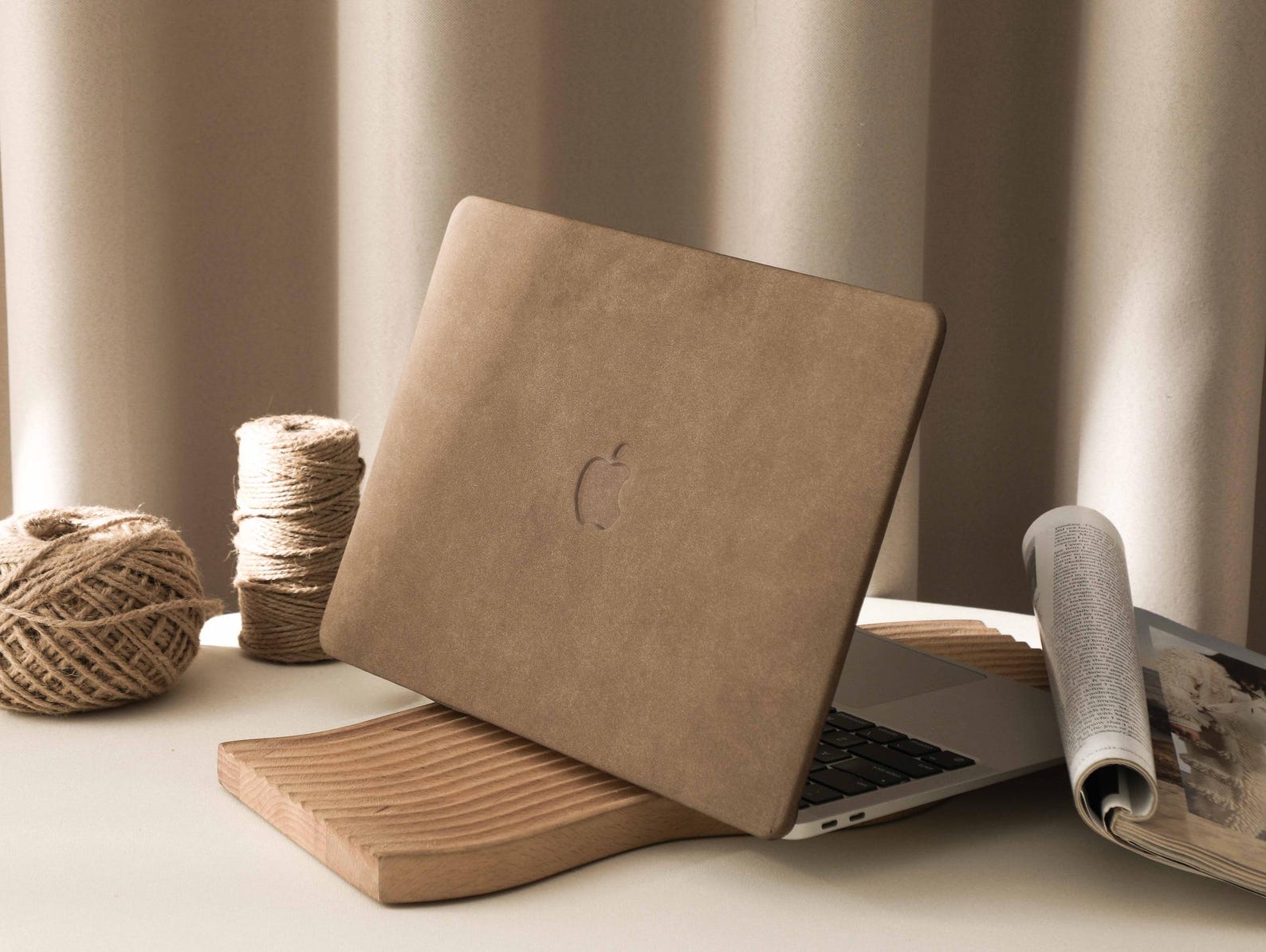 Brown Matte MacBook Hard Case,custom Floral Vegan Leather MacBook Cover ...