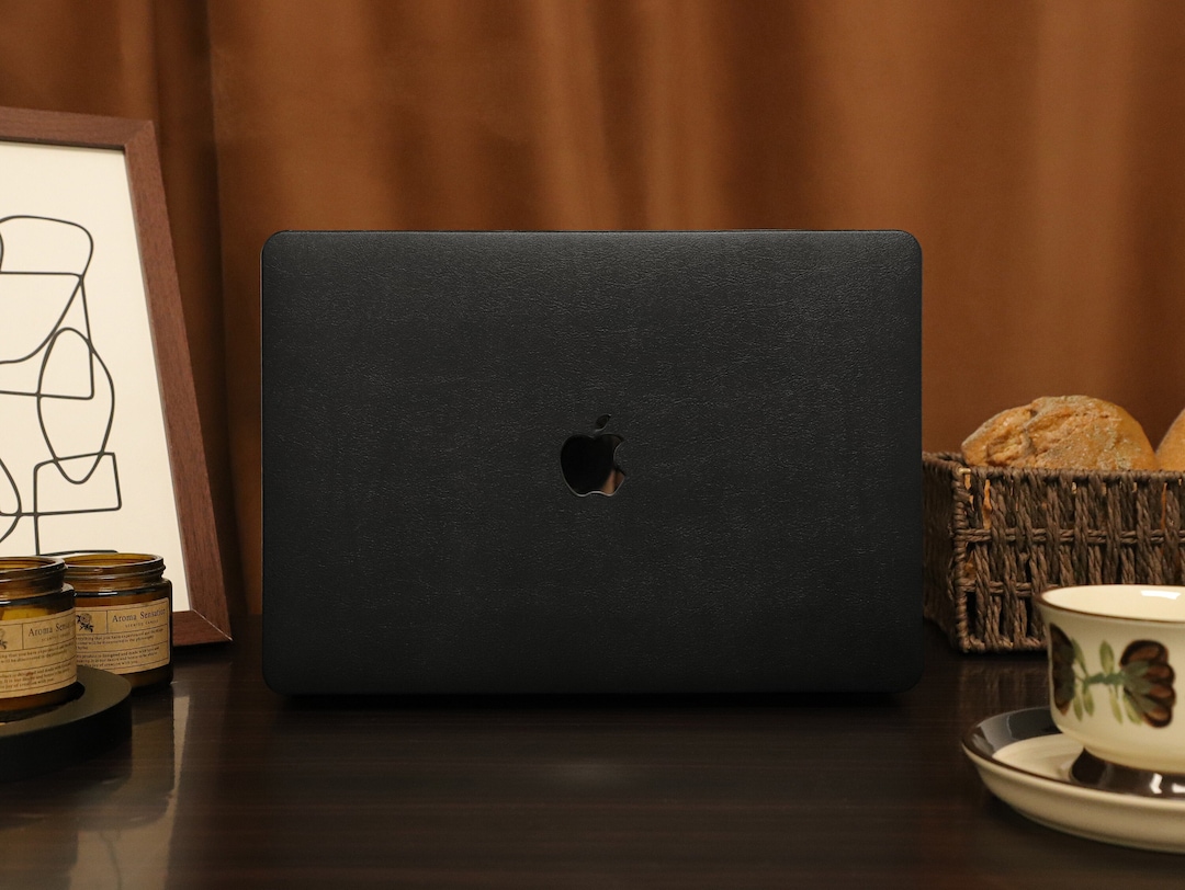 Black Texture Leather MacBook Hard Case, Vegan Leather MacBook Cover ...