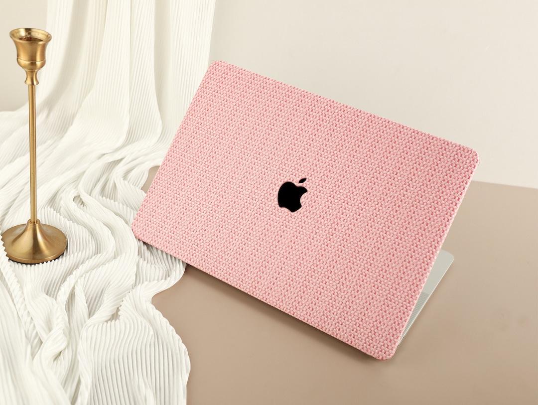 Pink Woven Leather MacBook Hard Case, Vegan Leather MacBook Cover for ...
