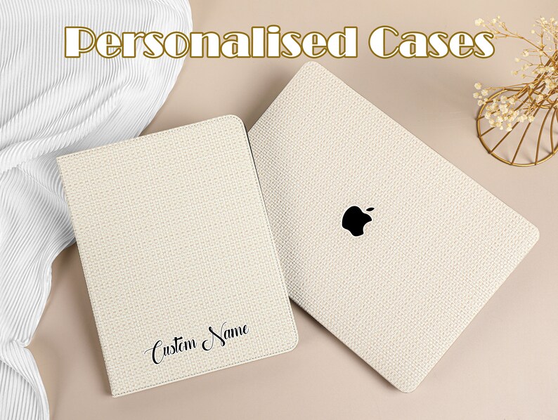 Beige Cotton Linen iPad Air 4 iPad Pro 12.9 Case, iPad 10.2 iPad 9.7 ...