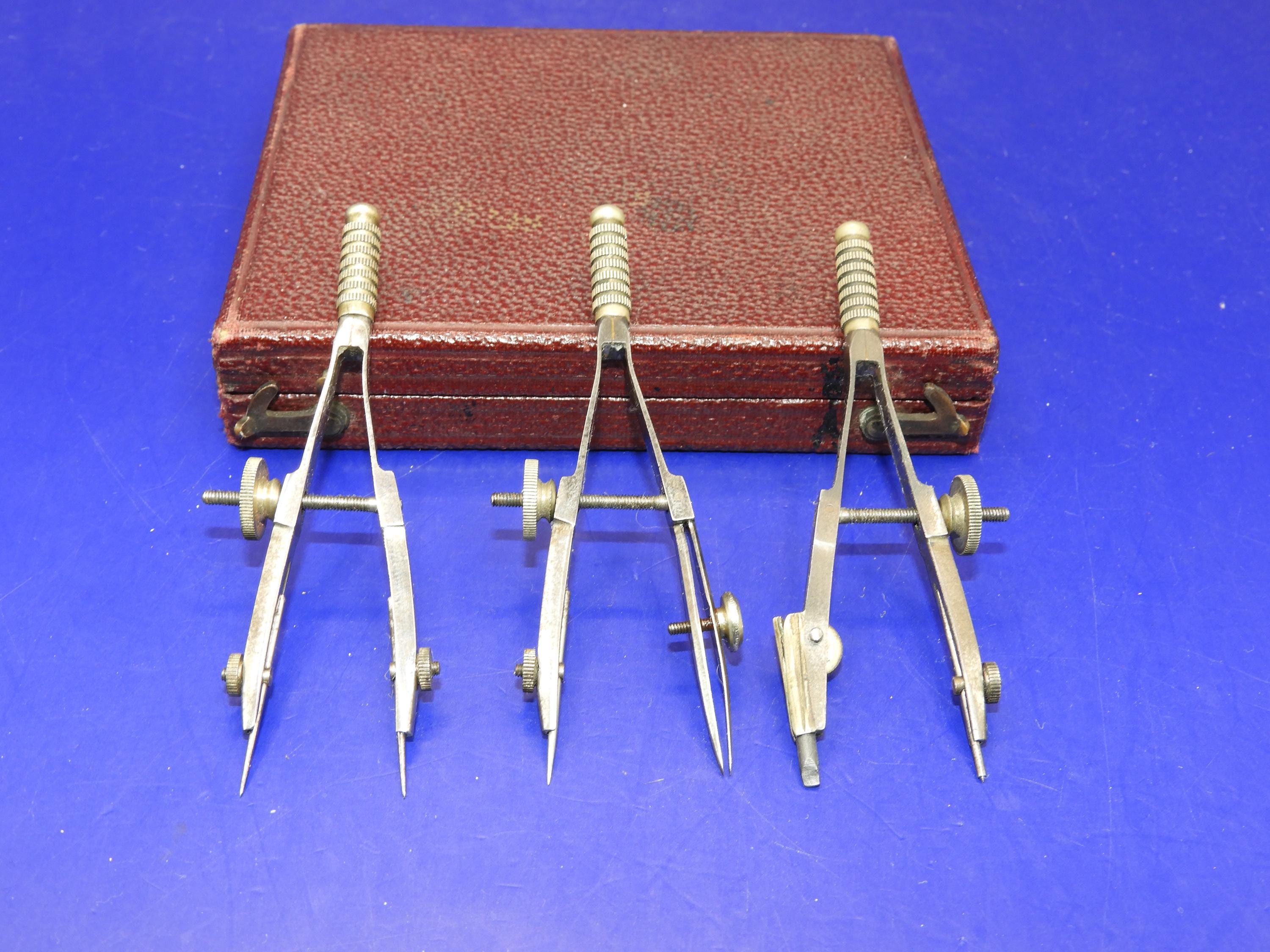 Antique Edwardian Era Drawing Compass Set Engineering / Surveying ...