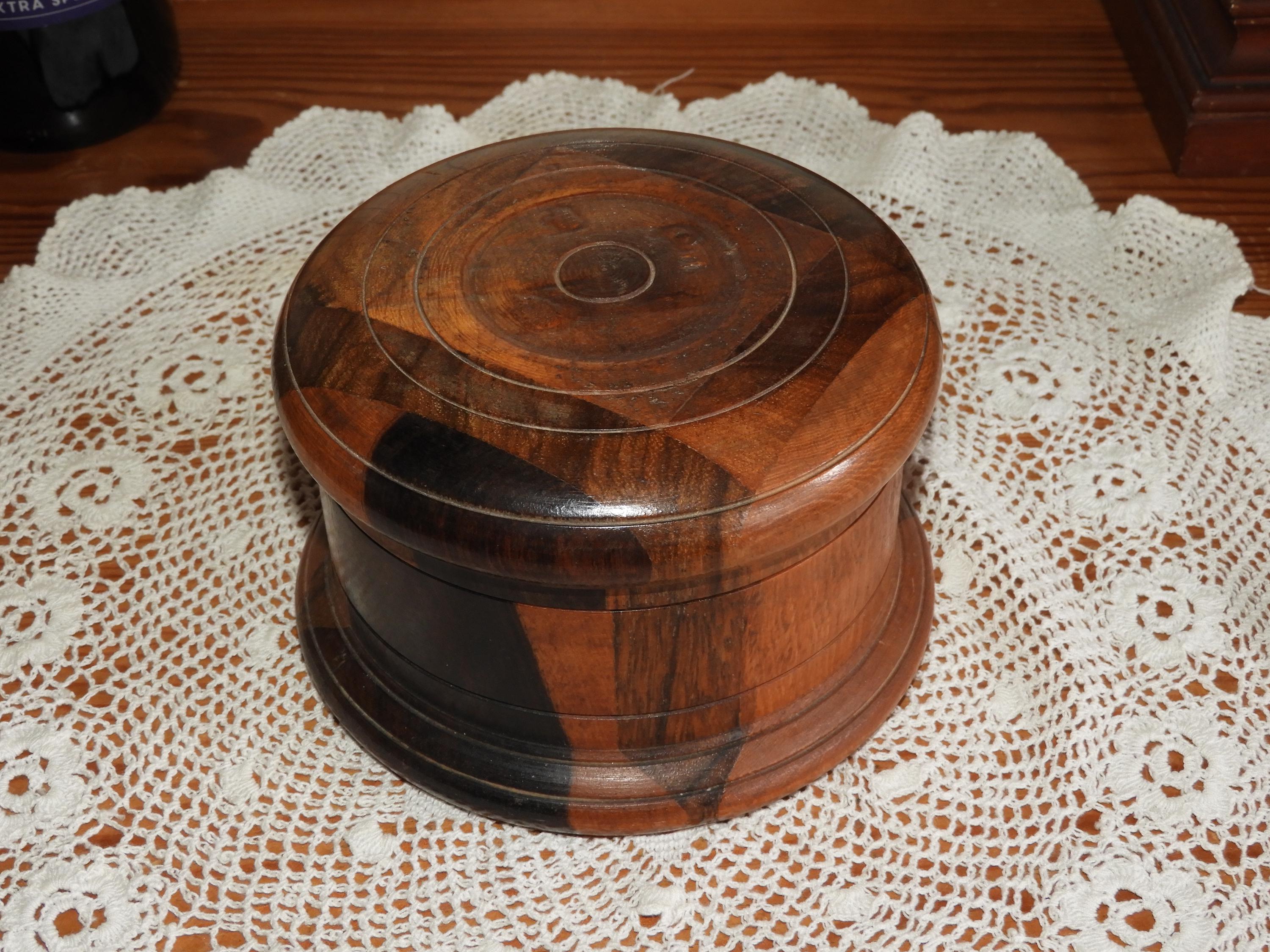 Antique 1930s Turned Lignum Vitae Wood Lidded Pot. Desk Top Trinket Pot ...