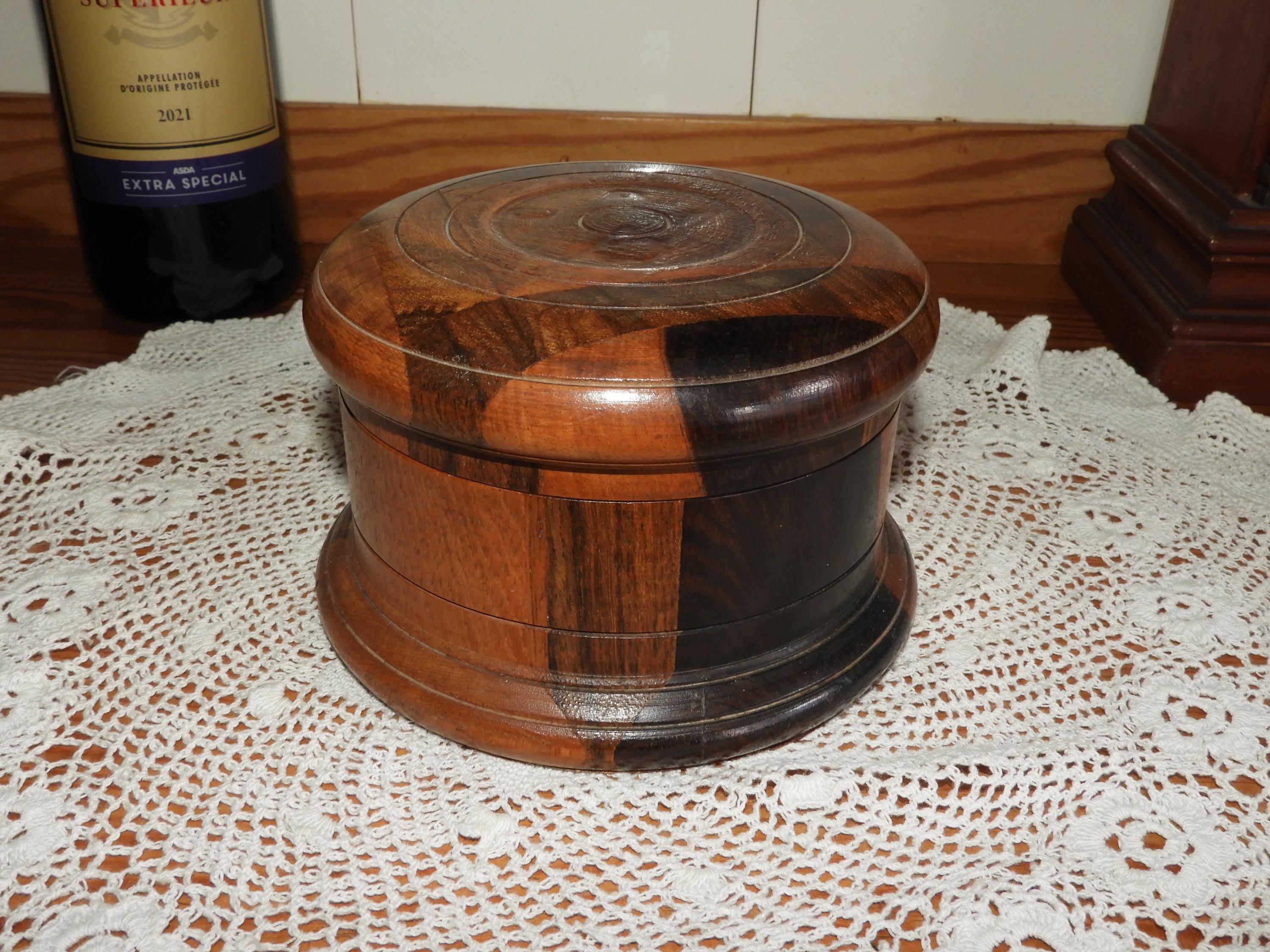 Antique 1930s Turned Lignum Vitae Wood Lidded Pot. Desk Top Trinket Pot ...