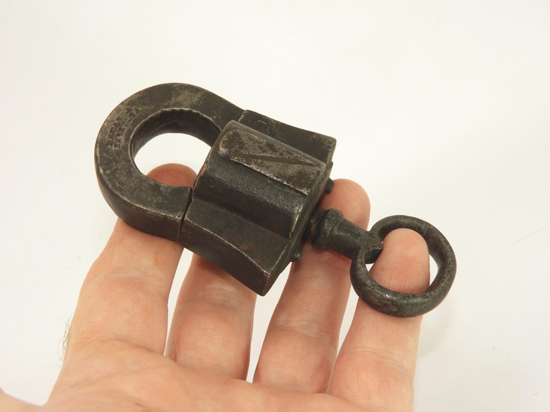 Rare Antique 1850s Old Russian Cast Iron Shackle Padlock + Original Key ...