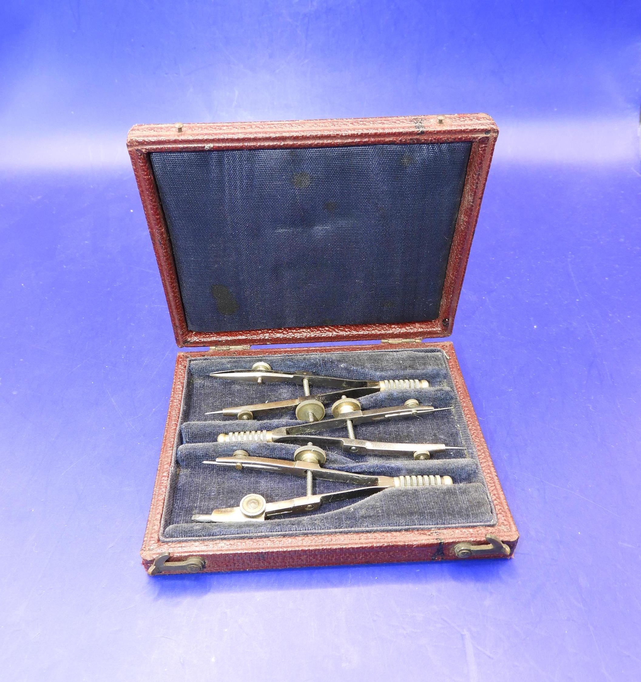 Antique Edwardian Era Drawing Compass Set Engineering / Surveying ...