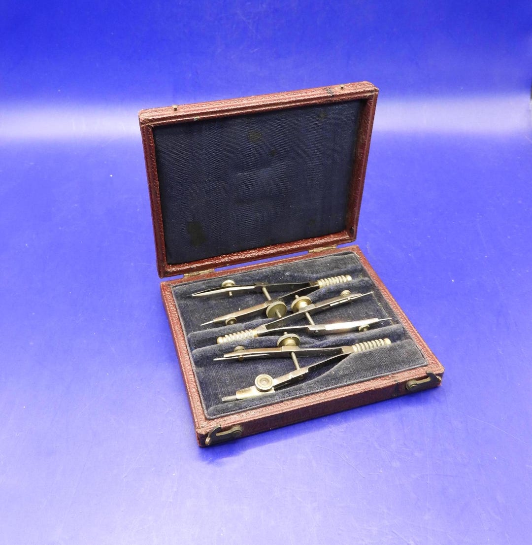 Antique Edwardian Era Drawing Compass Set Engineering / Surveying ...