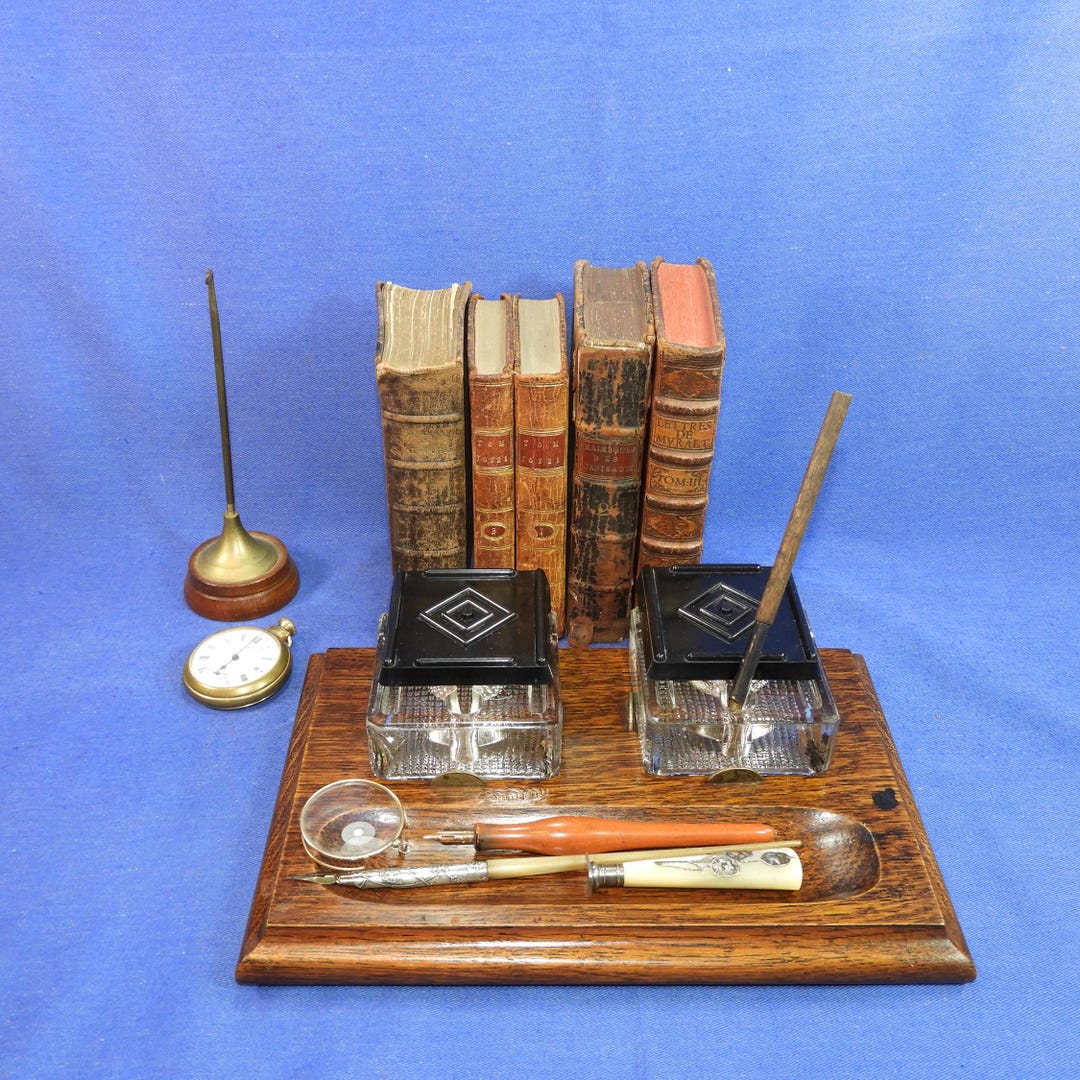 Double Inkwell ...antique Art Deco Bakelite Double Inkwell / Quills ...