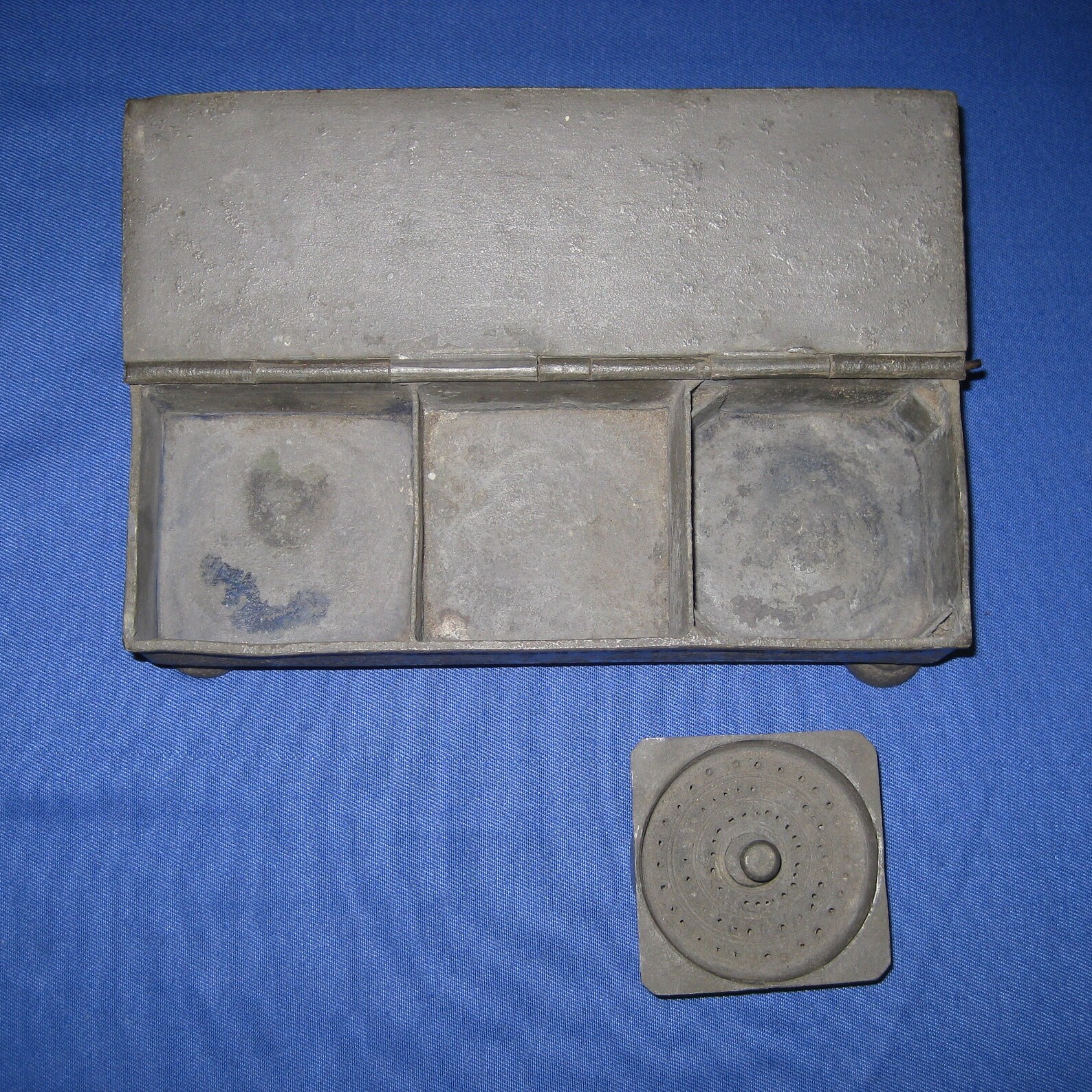 Antique 18th Century Rectangular Pewter Desk Inkwell Holder / Stand ...