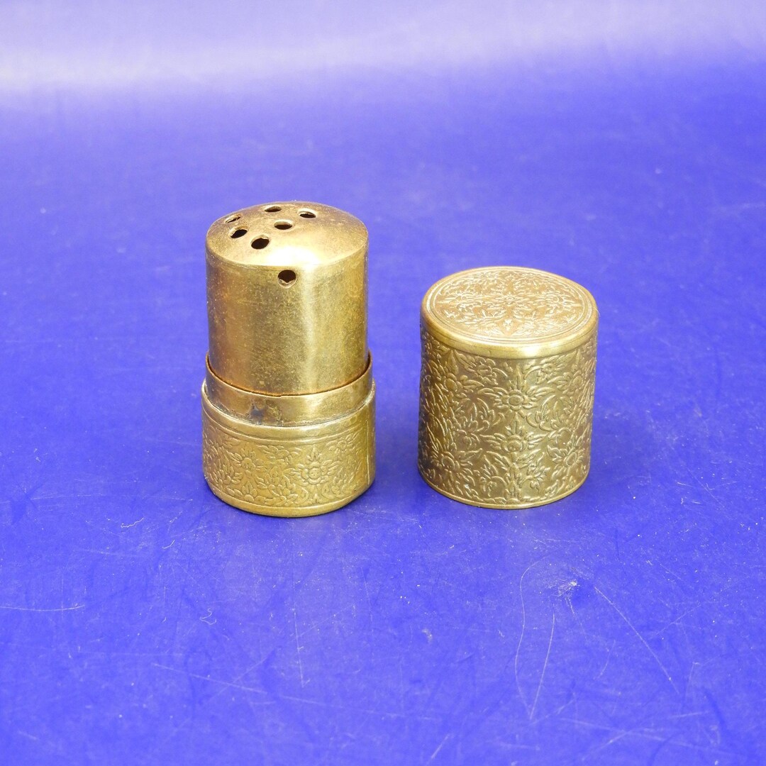 Antique Victorian Brass Pounce Pot Lidded Fine Floral Repousse - Etsy