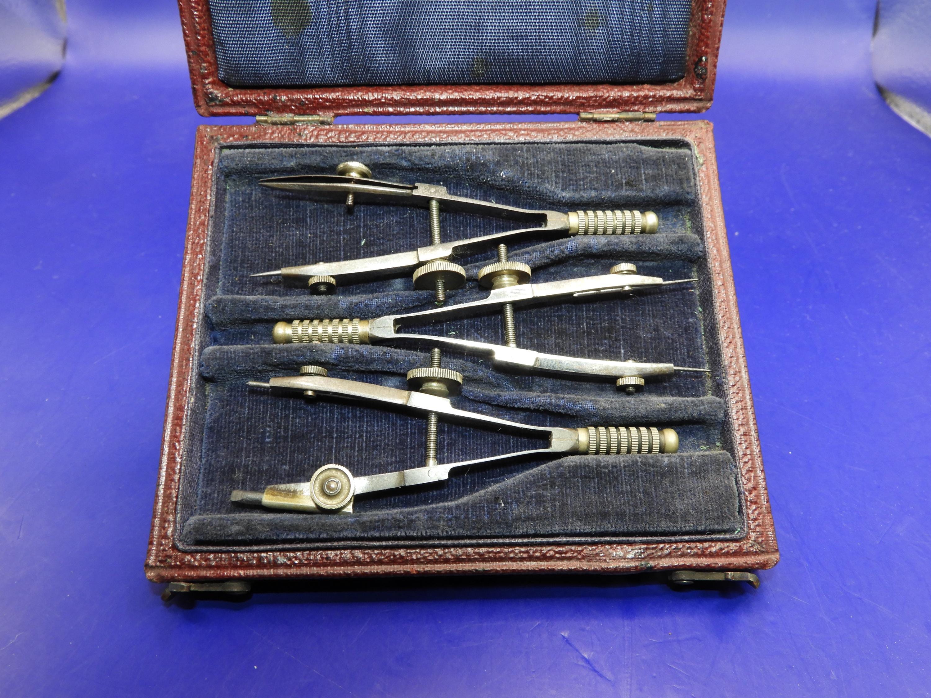 Antique Edwardian Era Drawing Compass Set Engineering / Surveying ...