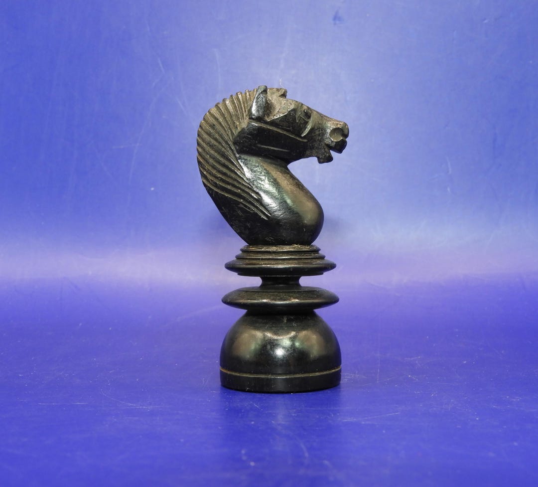 Antique St. George Chessmen Black Knight Chess Piece Spare. 6.5cm ...