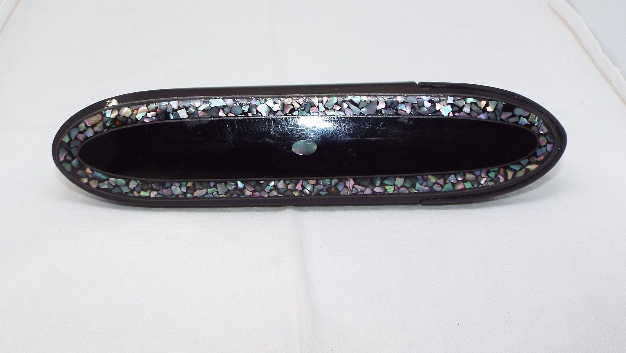 Antique Paper Mache Mother of Pearl Inlay Spectacle Case. Late ...