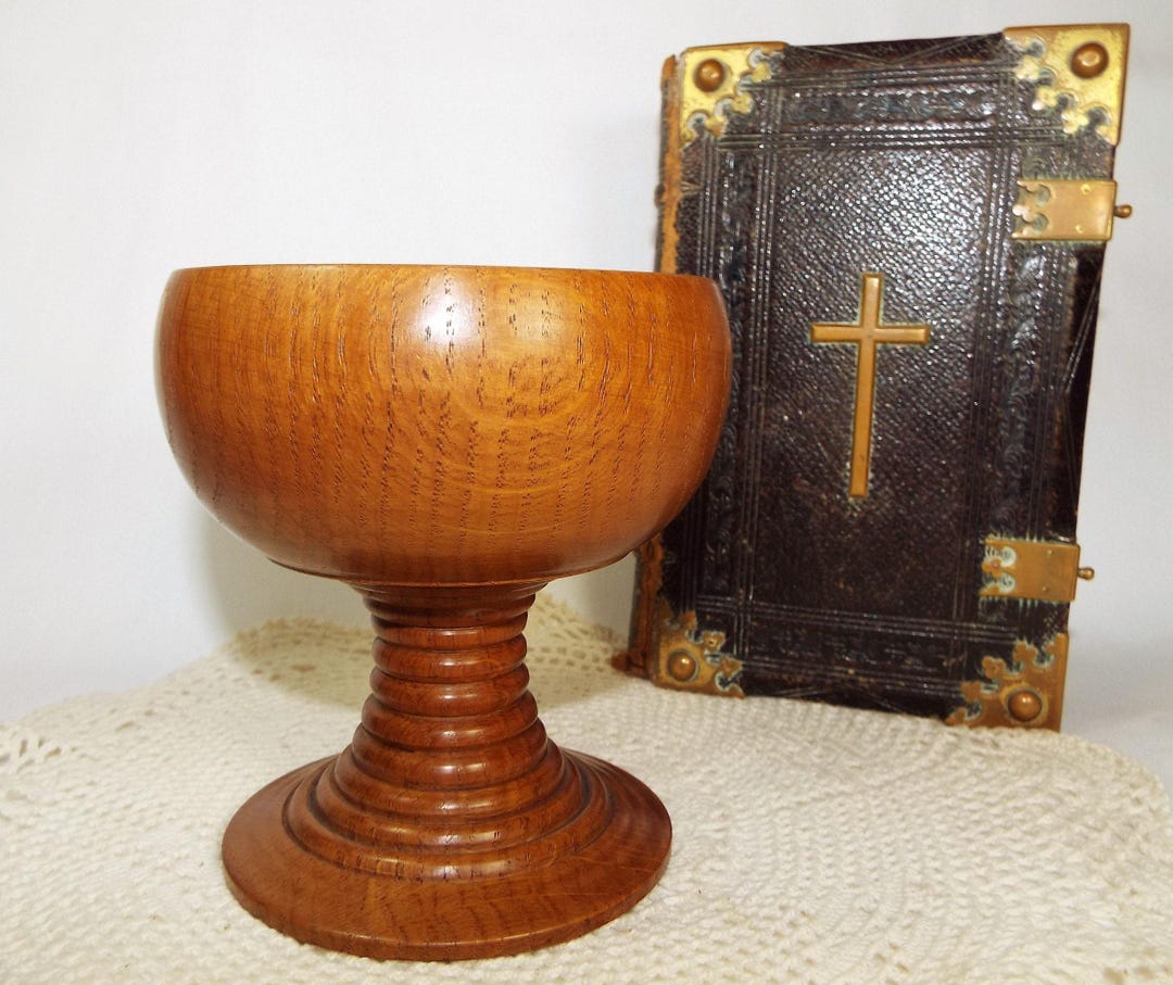 Vintage Oak Wood Hand Turned Treen Goblet, Pedestal Cup - Etsy