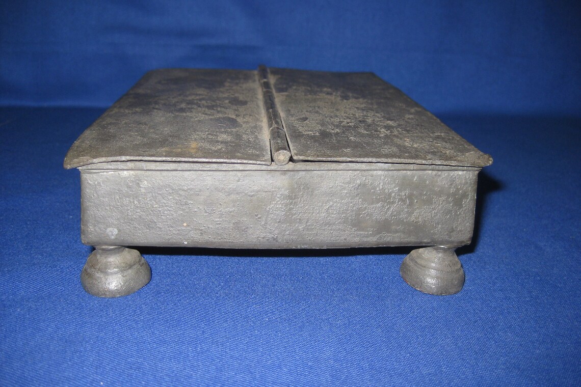 Antique 18th Century Rectangular Pewter Desk Inkwell Holder / Stand ...