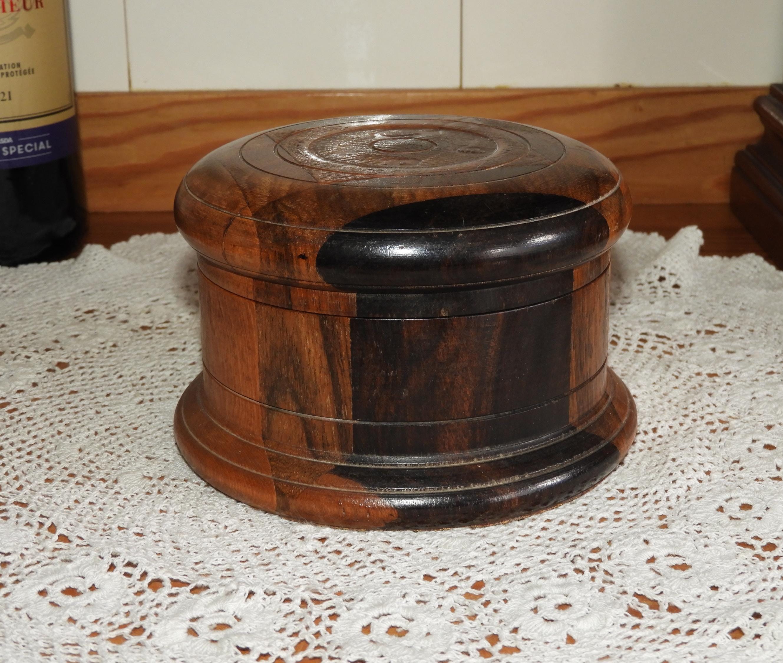 Antique 1930s Turned Lignum Vitae Wood Lidded Pot. Desk Top Trinket Pot ...