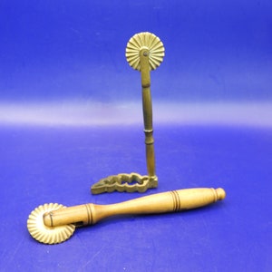 Antique 19th Century Pastry Leaf Print Wheels Cutters Boxwood / Brass ...