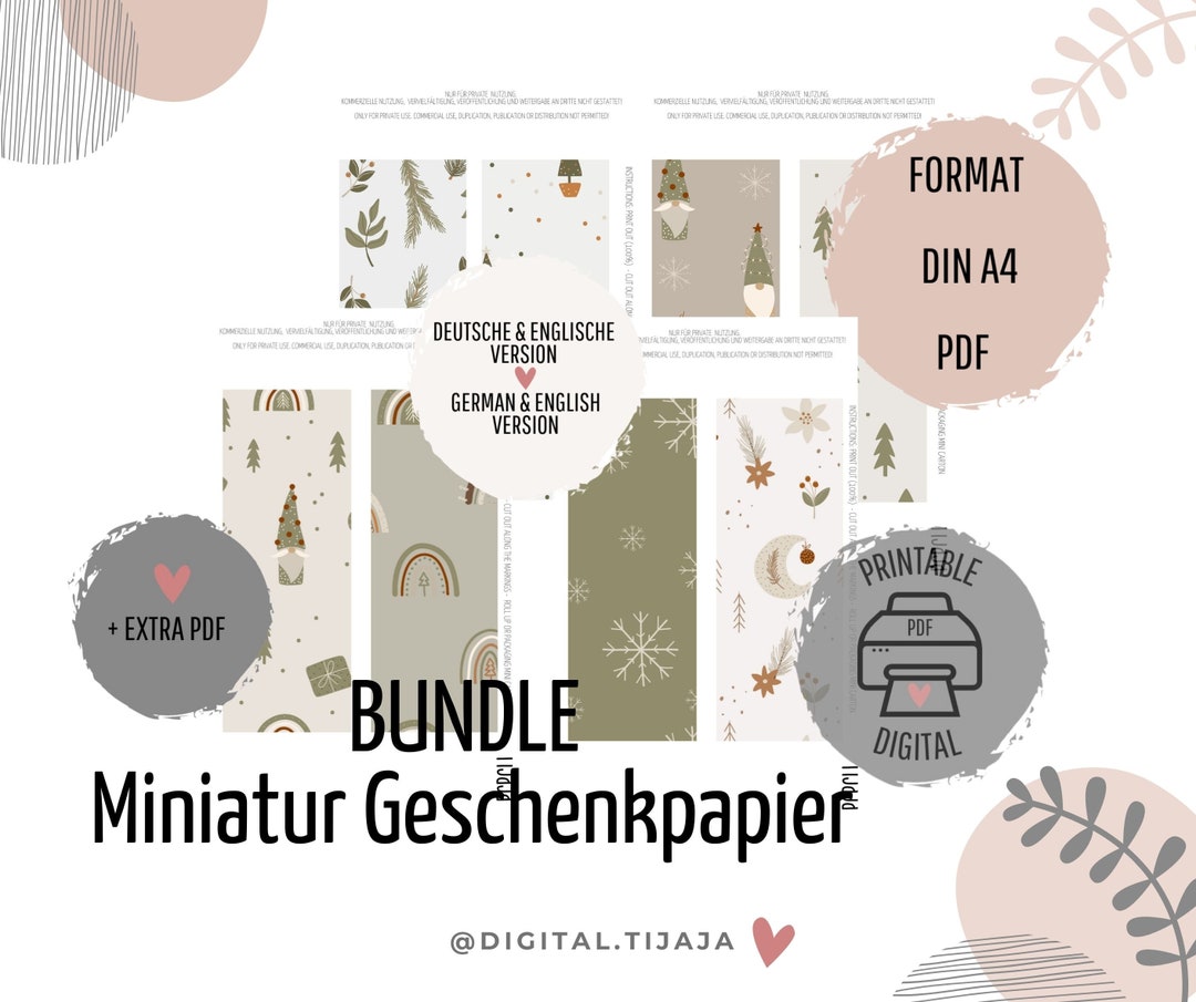 BUNDLE Gnomes: Wrapping Paper Christmas Motif / Miniature Wrapping ...