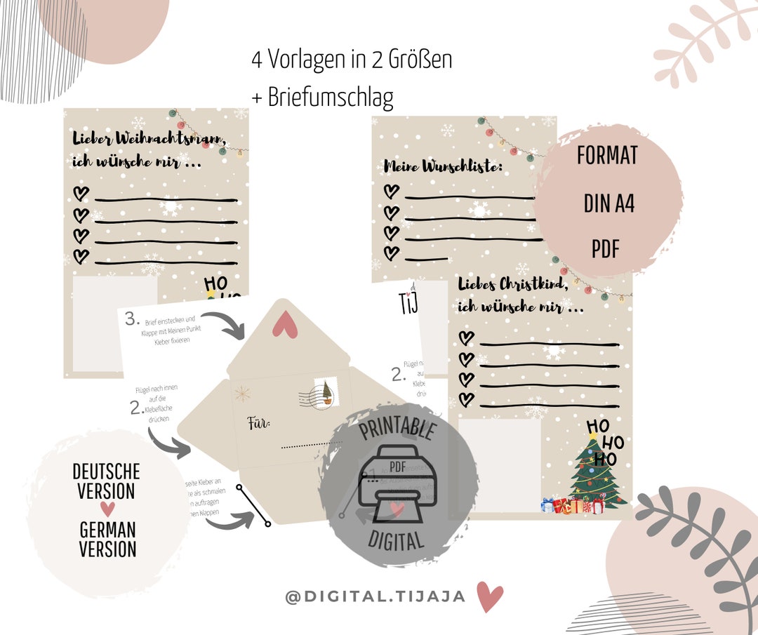Christmas Wish List to Fill Out With Envelope // Gift List, Christmas ...
