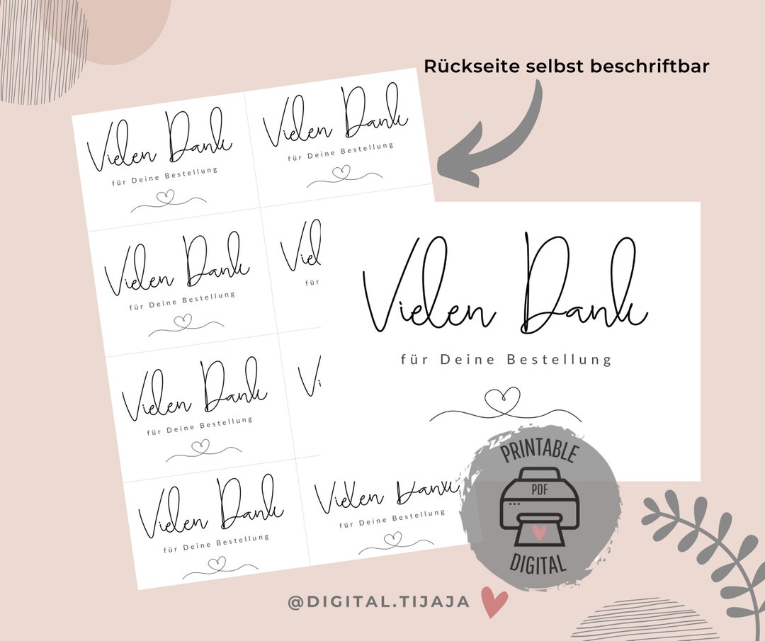 Thank You for Your Order / Thank You Card / Small Business / PDF ...