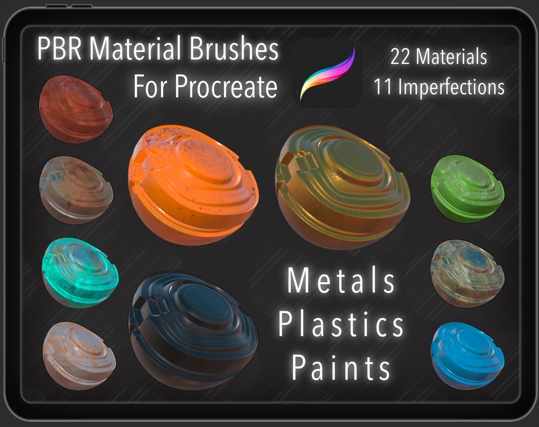 PBR Material Brushes for Procreate. (metals, Plastics, Paints) - Etsy