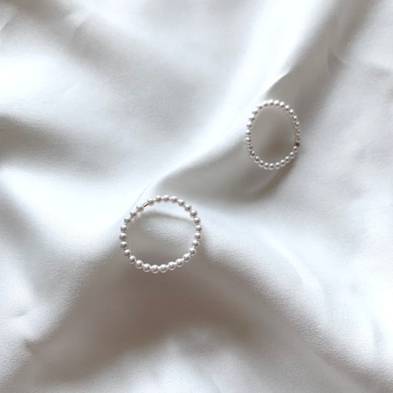Simple and Slender Small Pearl Ring Beaded Pearl Ring - Etsy