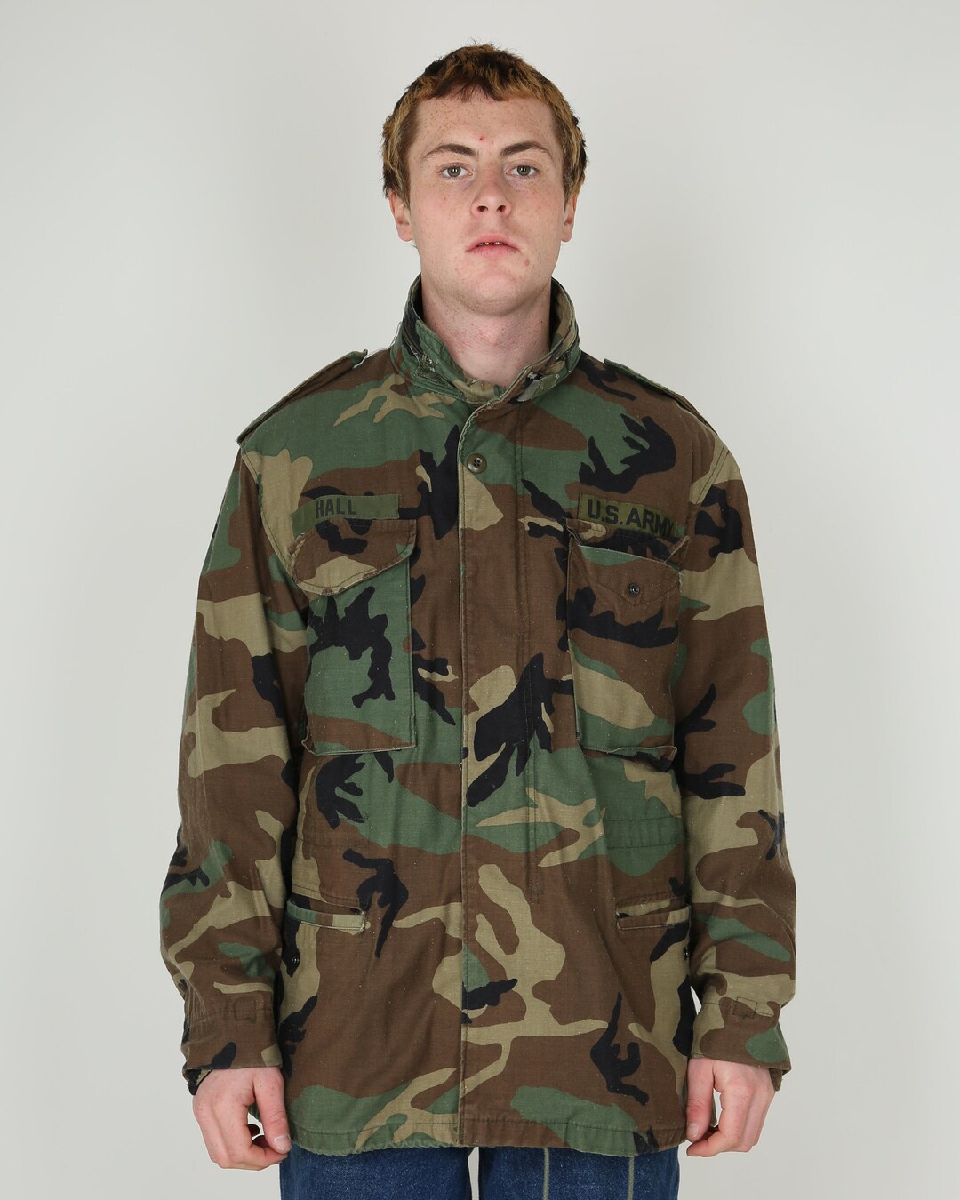 1991 Vintage US Army M81 Woodland Camouflage M65 Field Jacket Medium ...