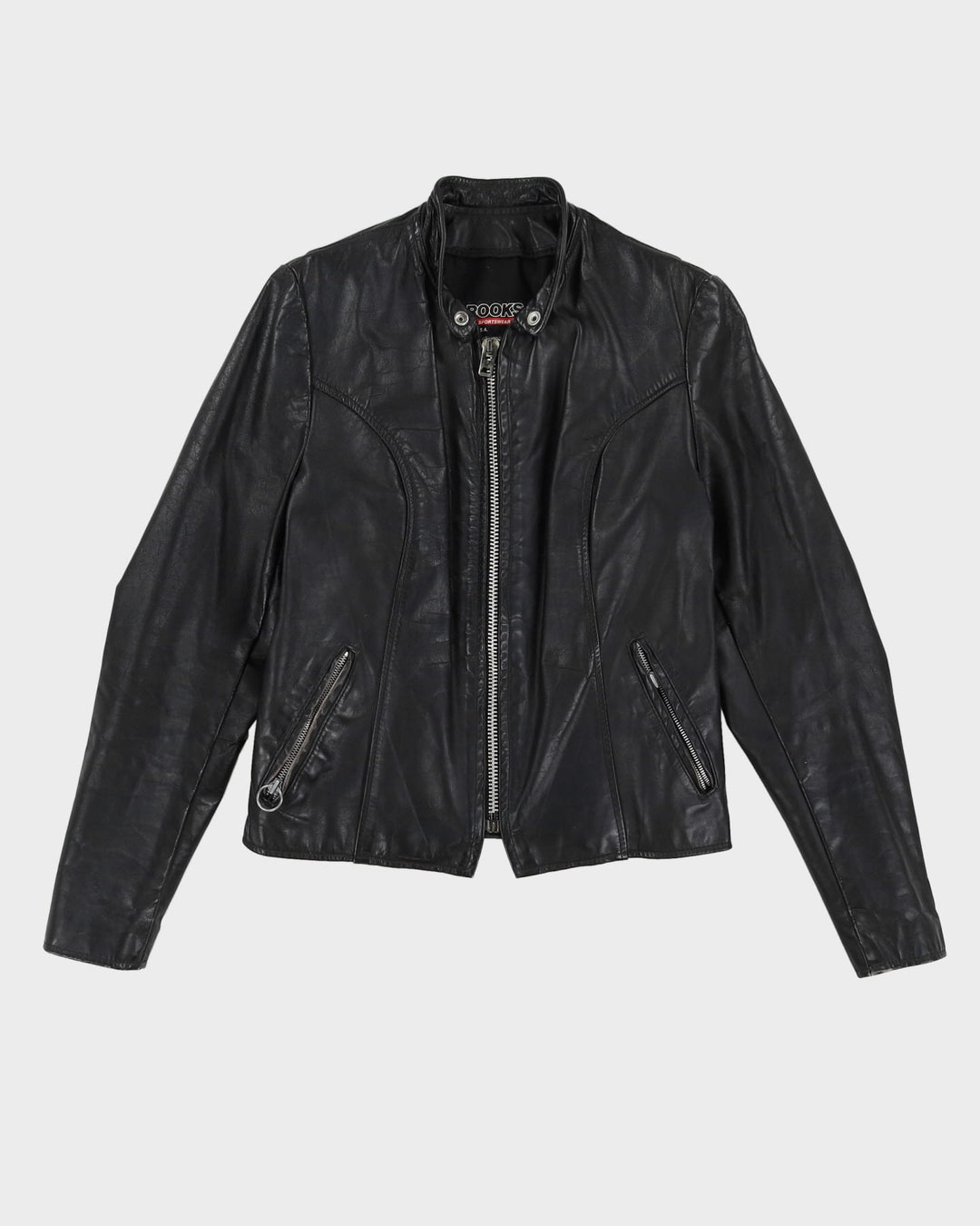 Vintage 70s Navy Contrast Stitch Leather Jacket XS - Etsy