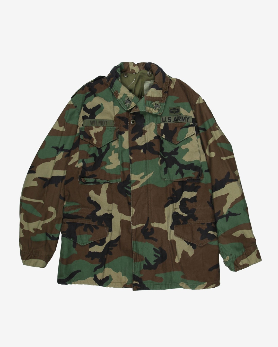 Buy 1996 Vintage US Army PSYOPS Patched M81 Woodland Camouflage M65 ...