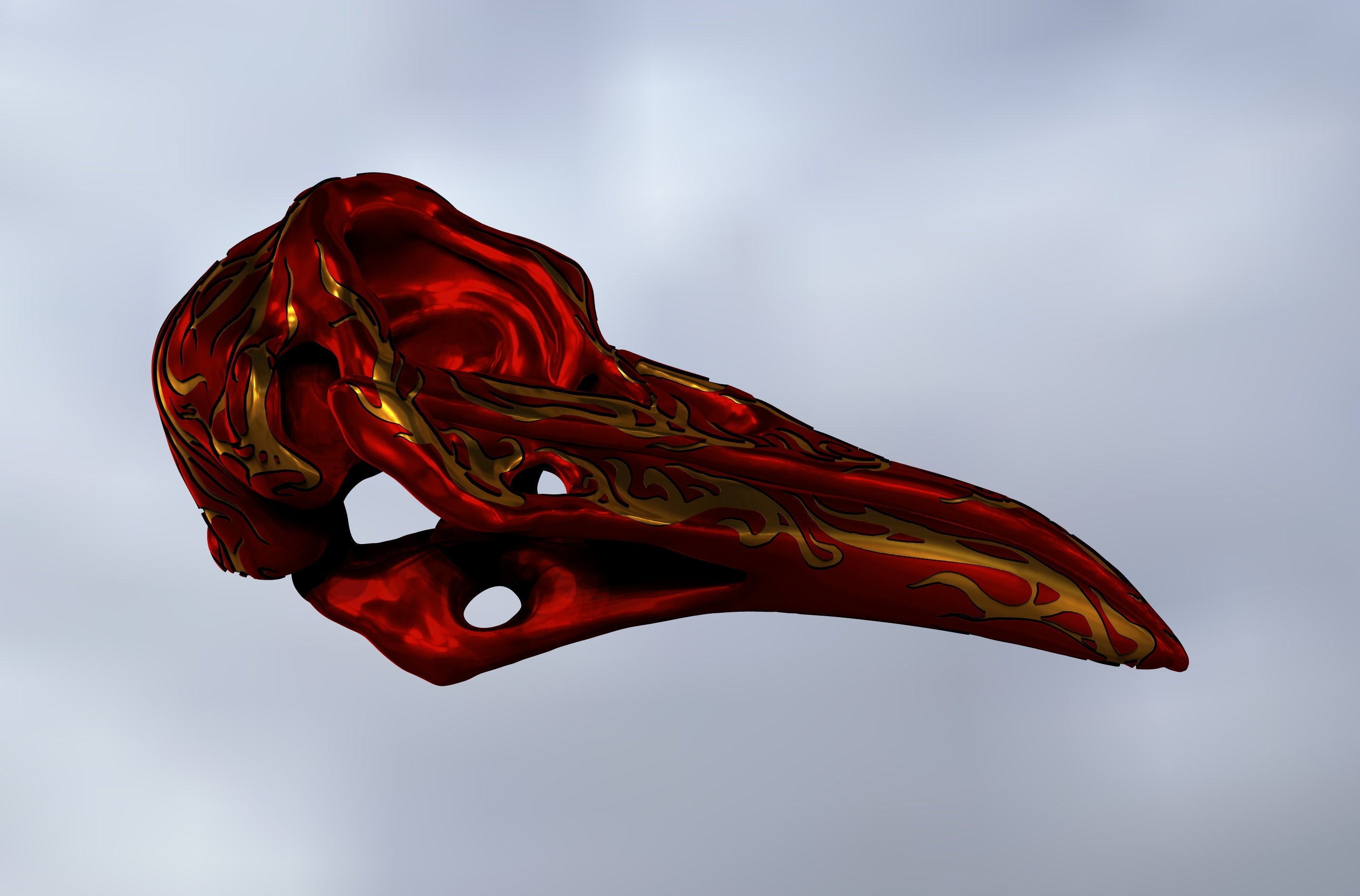 STL File for 3D Printing an Ornate Crow Skull - Etsy